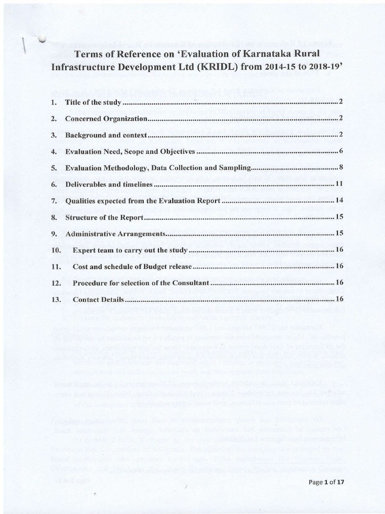 ToR KRIDL | PDF | Evaluation | Employment