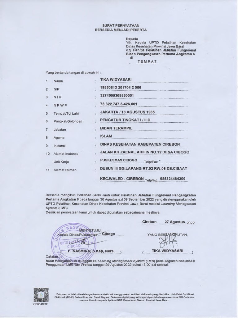 Surat Pernyataan PDF | PDF