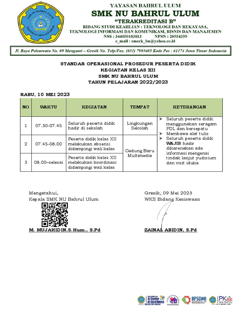 Sop Kelas Xii 10 Mei 2023 PDF | PDF