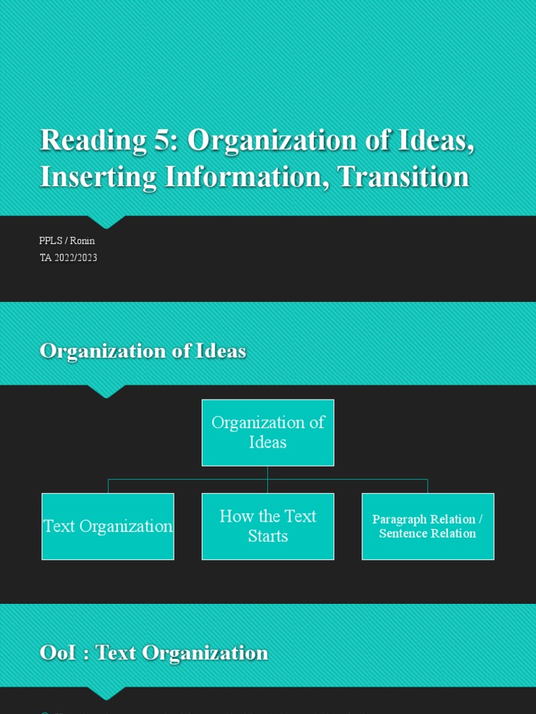 UT5 - Organization of Ideas, Inserting Information, Transition | PDF ...