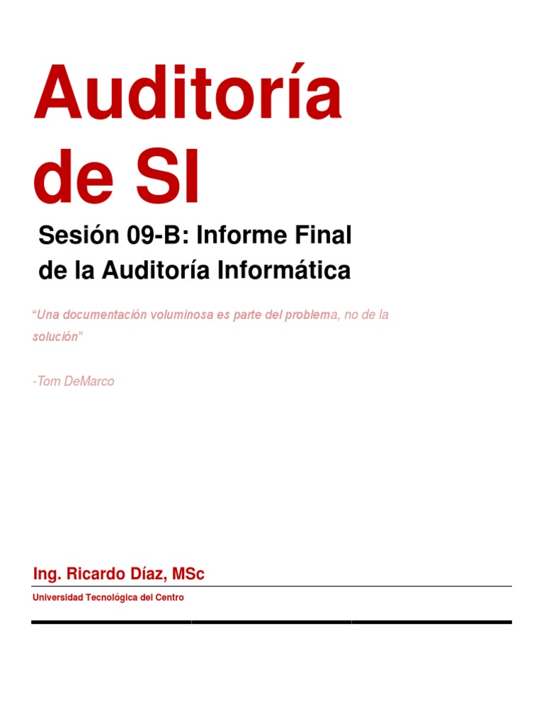 Informe Final de La Auditoría Informática | PDF | Auditoría | Evaluación