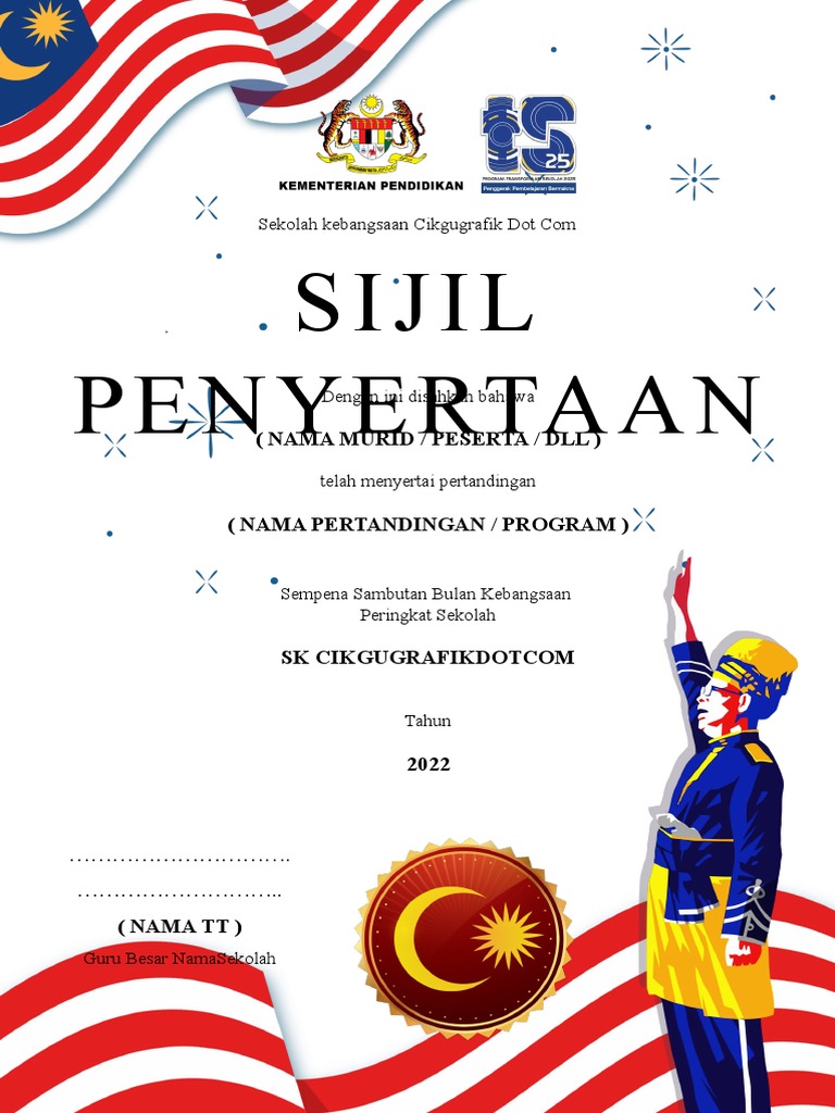Template Sijil Merdeka Design 1 (Cikgugrafik) SHK2022 | PDF