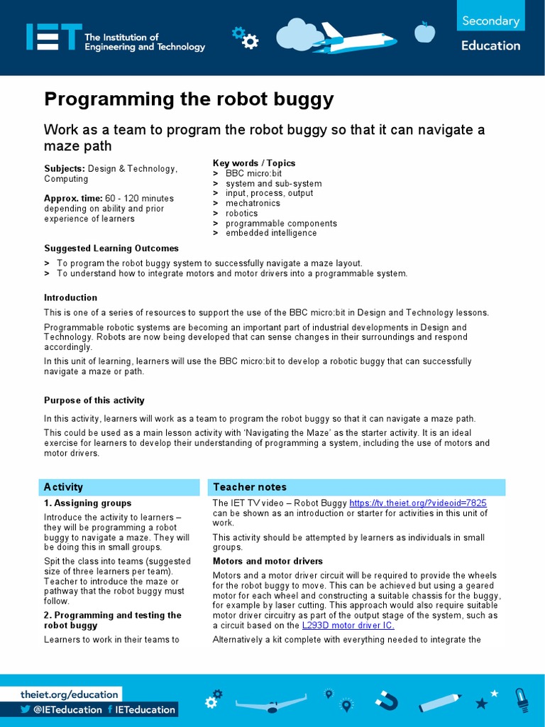 Programming a Robot Buggy to Navigate a Maze | PDF | Robot | Robotics