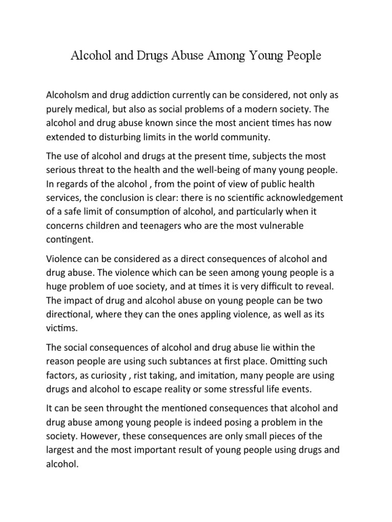 Alcohol and Drugs Abuse Among Young People | PDF