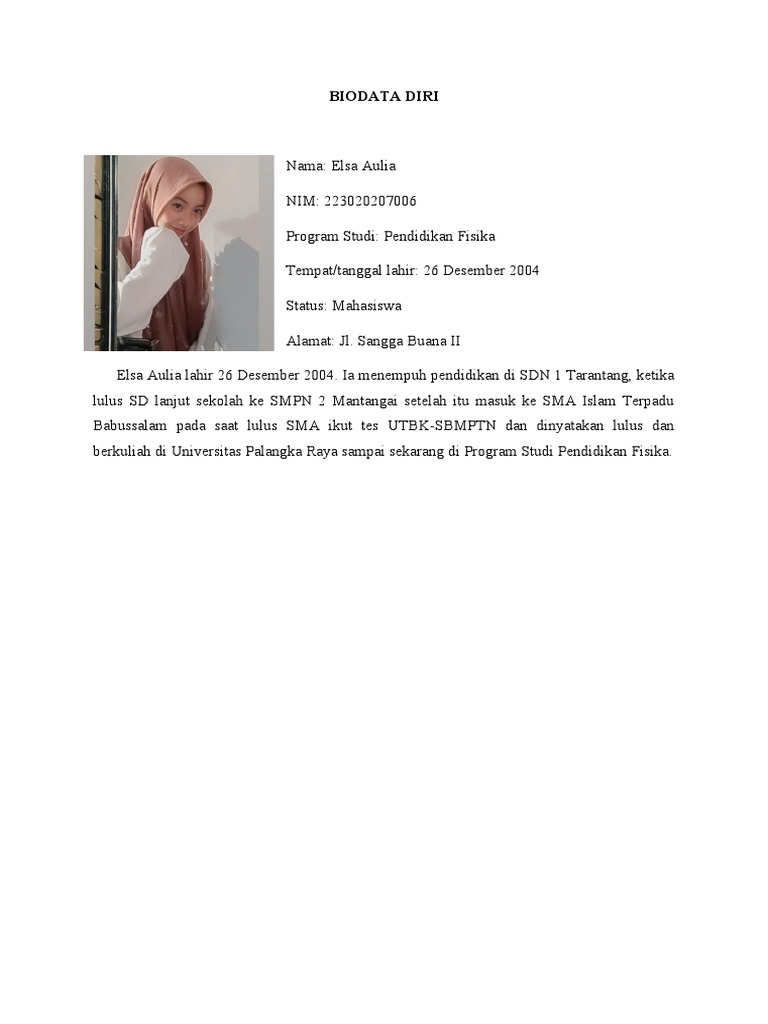 Biodata Elsa Aulia | PDF