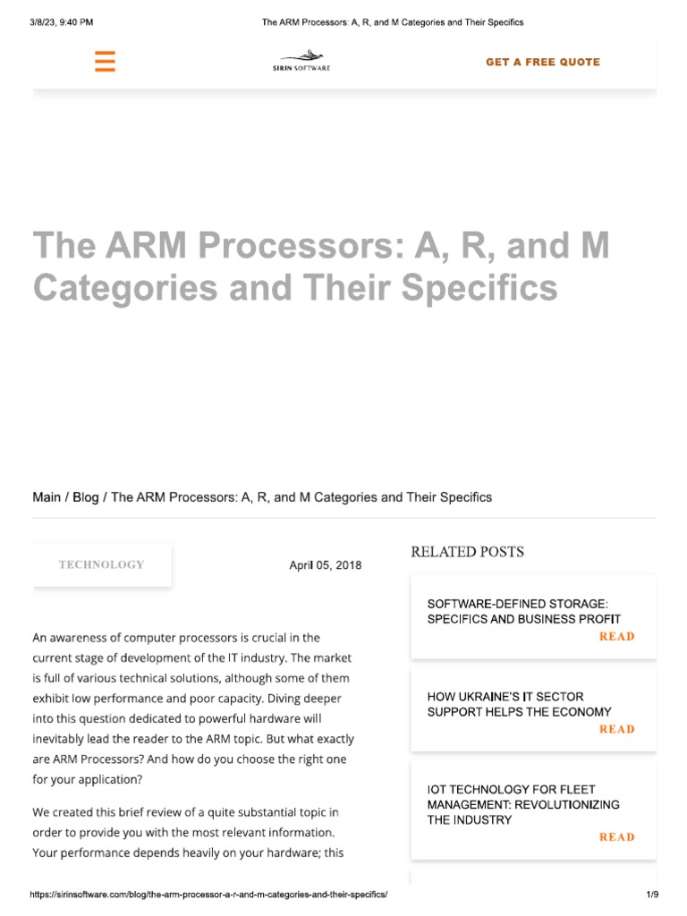 ARM Processor Families | PDF