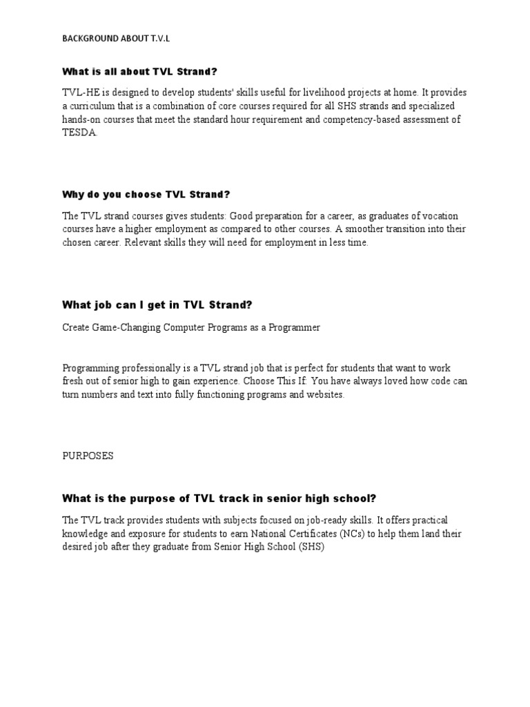 Background and Purpose About TVL | PDF
