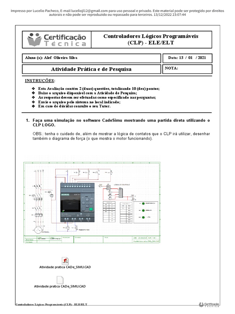 Atividade Prática Pesquisa - CLP - Passei Direto | PDF | Controlador lógico programável | Programas