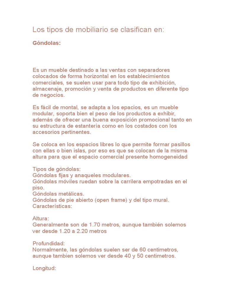 Los Tipos de Mobiliario Se Clasifican En?? | PDF | Mueble