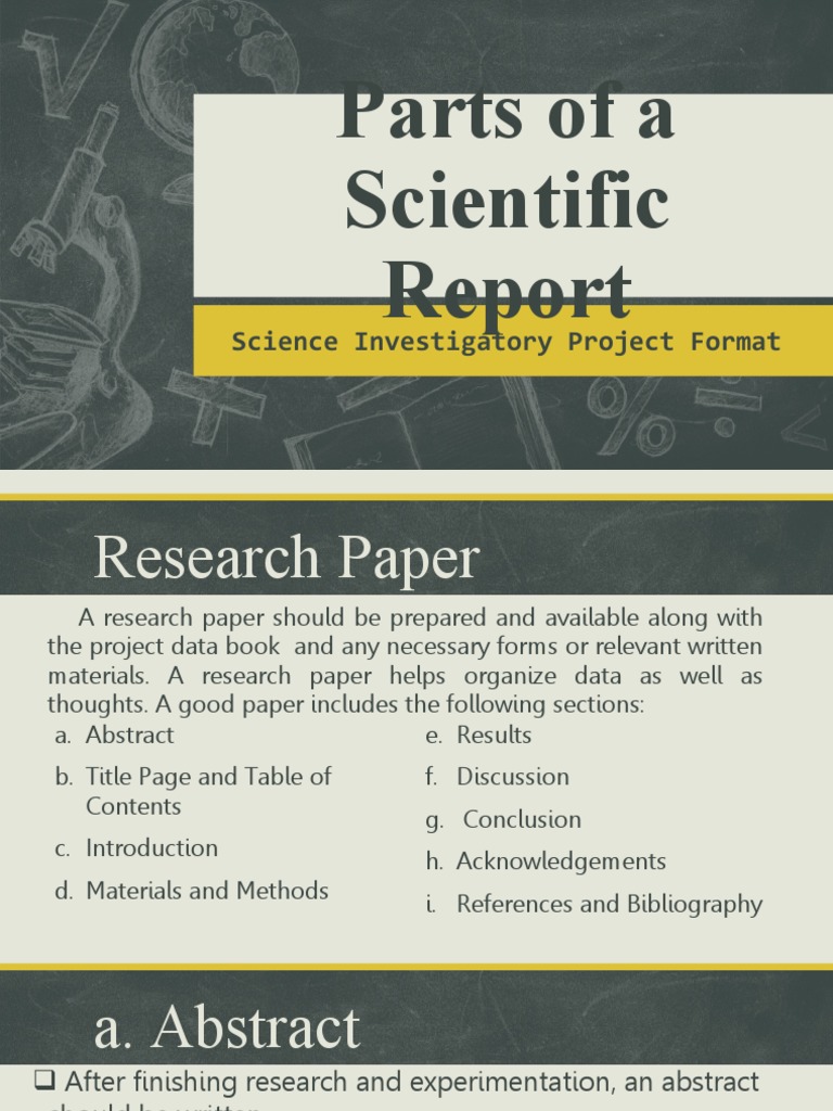 Components of a Scientific Report | PDF | Data | Abstract (Summary)