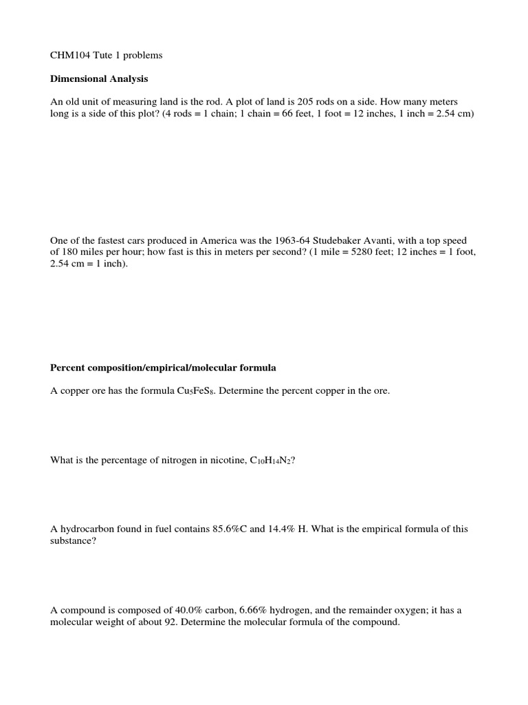 Tutorial Questions Weeks 1-10 PDF | PDF | Chemical Bond | Covalent Bond