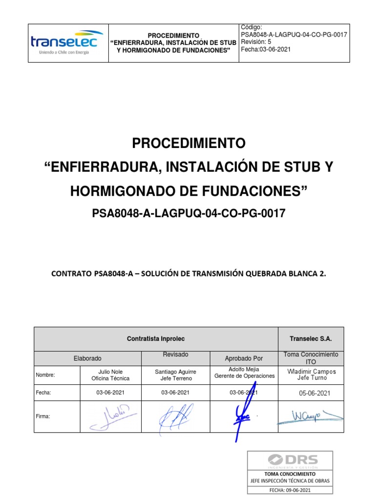 Psa8048-A-Lagpuq-04-Co-Pg-0017 (Enfierradura, Nivelación de Stub y Hormigonado de Fundaciones ...