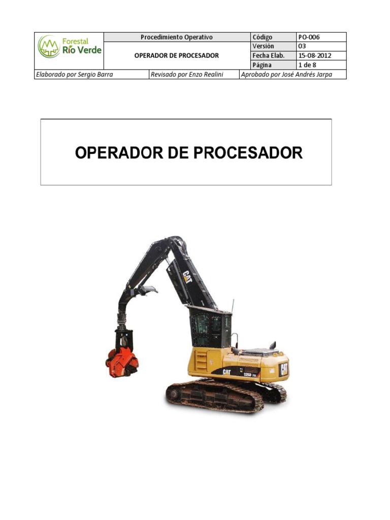 PO - 006 Procedimiento Procesador.pdf | PDF | Agua | Motores
