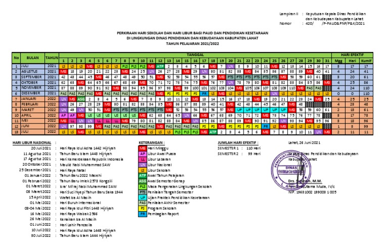 Kalender Pendidikan 2021-2022 | PDF