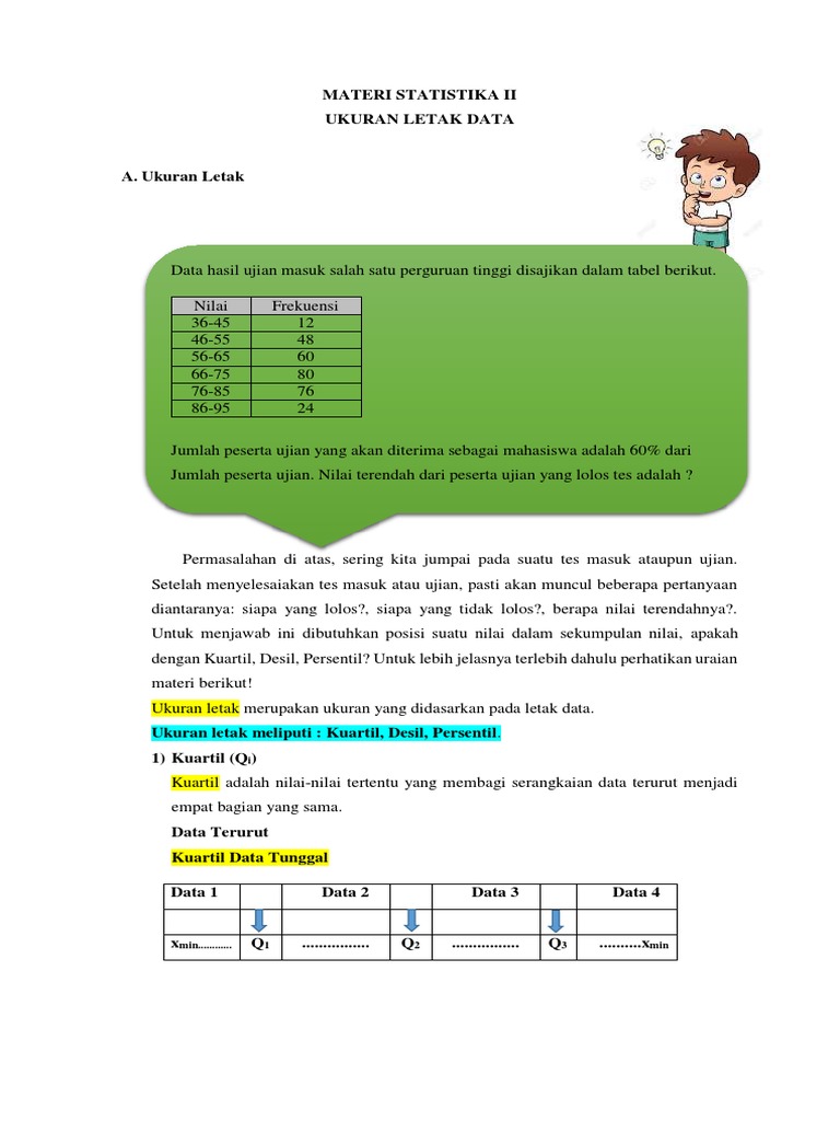 Materi Statistika Ii Ukuran Letak Data (Kuartil, Desil, Persentil) PDF | PDF