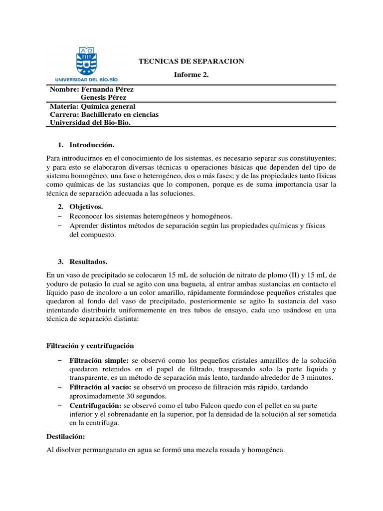 Informe 2 Laboratorio | PDF | Filtración | Agua
