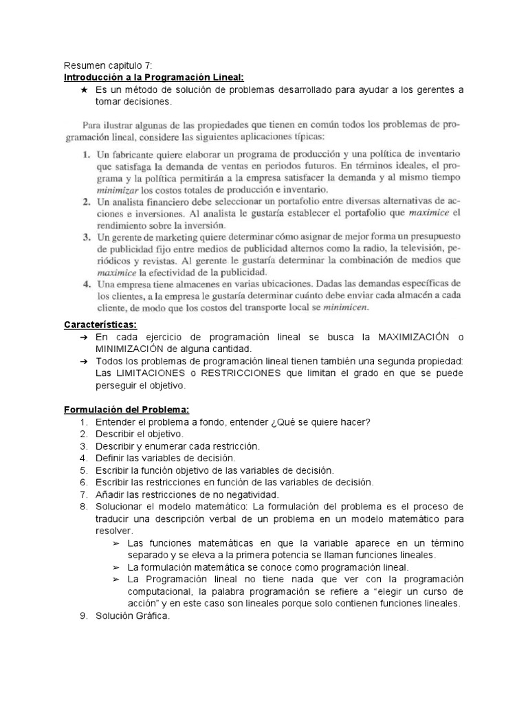 Cap 7 Introducción A La Programación Lineal | PDF
