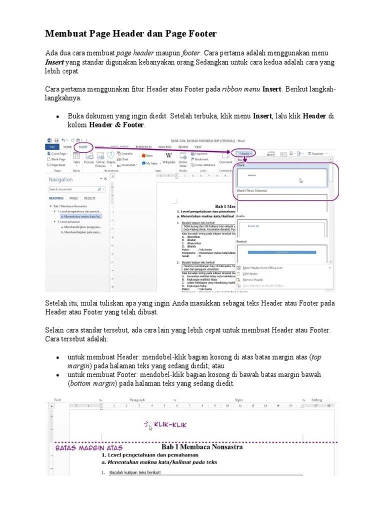 Membuat Page Header Dan Page Footer | PDF