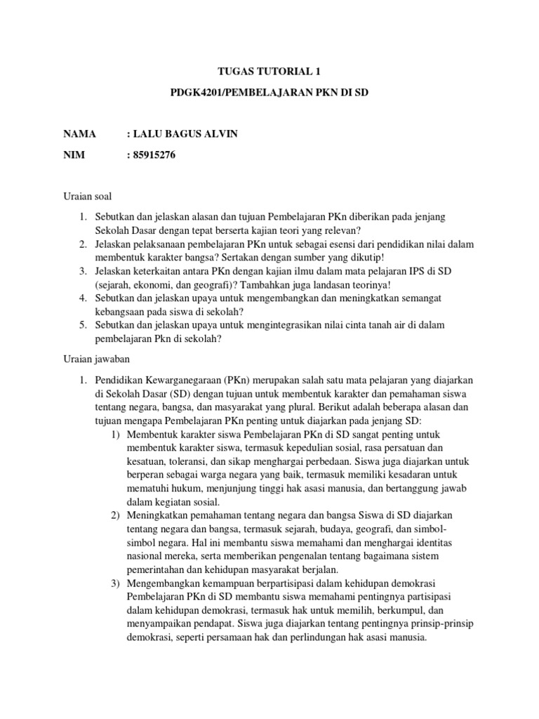 Tugas Tutorial 1 PKN PDF | PDF | Ilmu Sosial