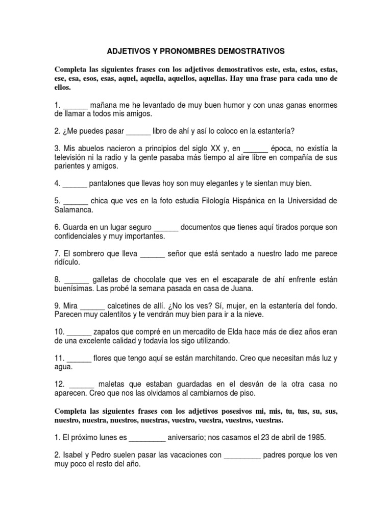 Adjetivos y Pronombres Demostrativos | PDF