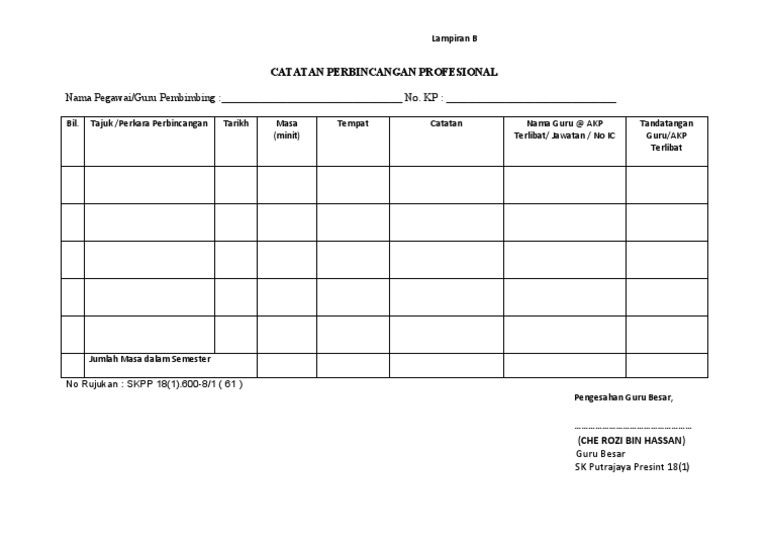 Borang Perbincangan Profesional | PDF