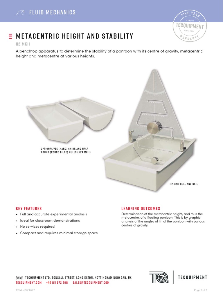 H2MkII-Metacentric-Height-Datasheet | PDF | Weight | Mechanical Engineering