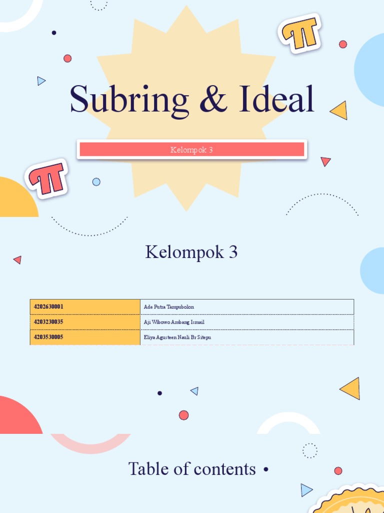 Subring dan Ideal dalam Teori Ring | PDF