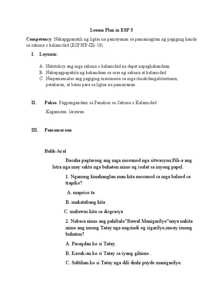 Lesson Plan in ESP 3 | PDF