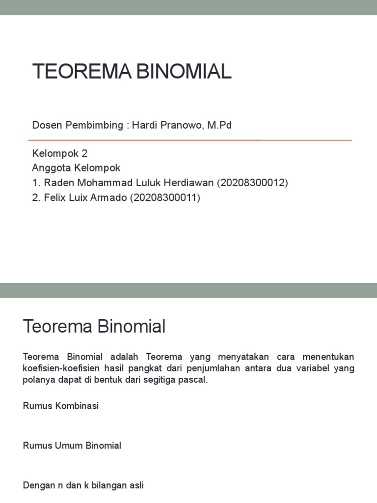 Teorema Binomial | PDF | Metode & Bahan Ajar