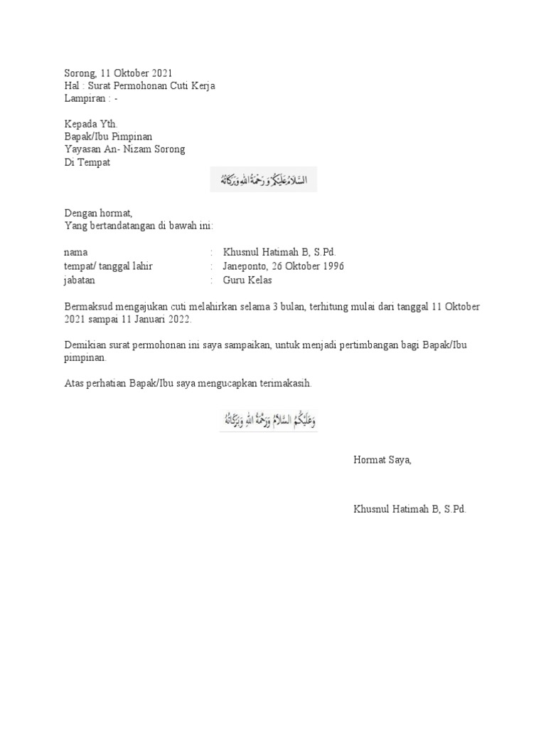 Surat Ijin Cuti Melahirkan Pdf 