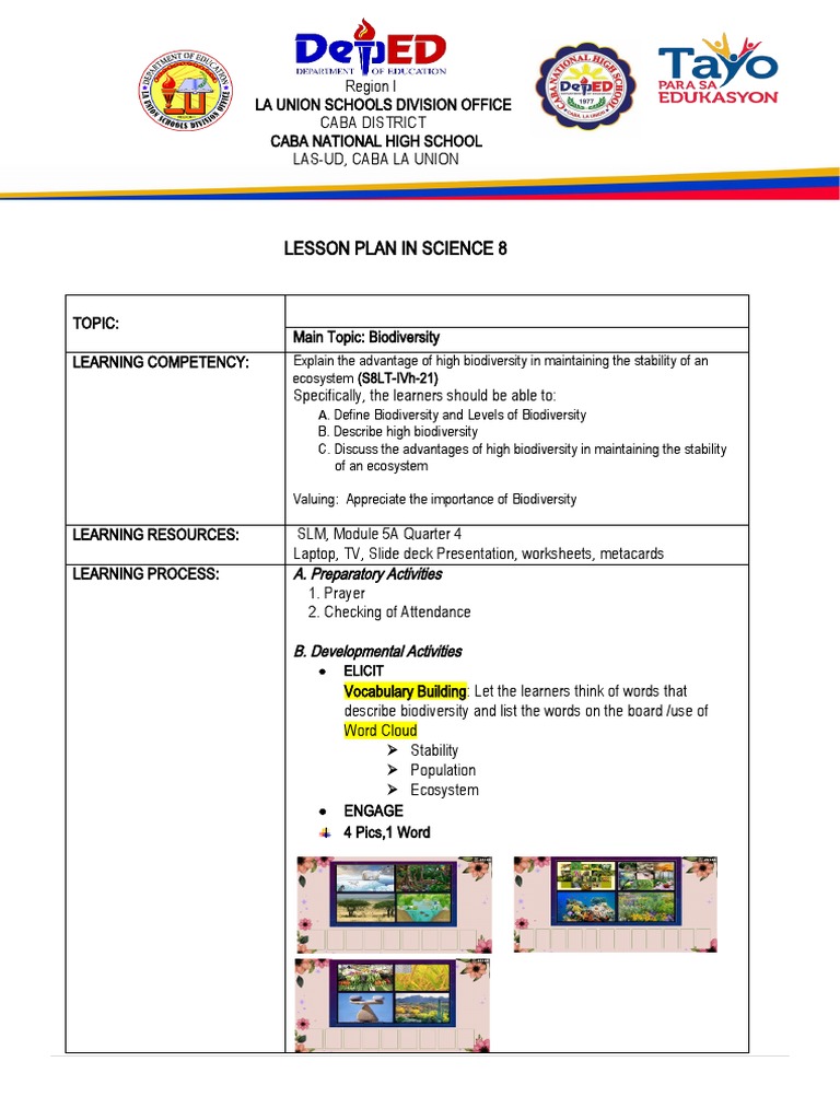 EMZ 7E's Lesson Plan- Copy | PDF | Biodiversity | Lesson Plan