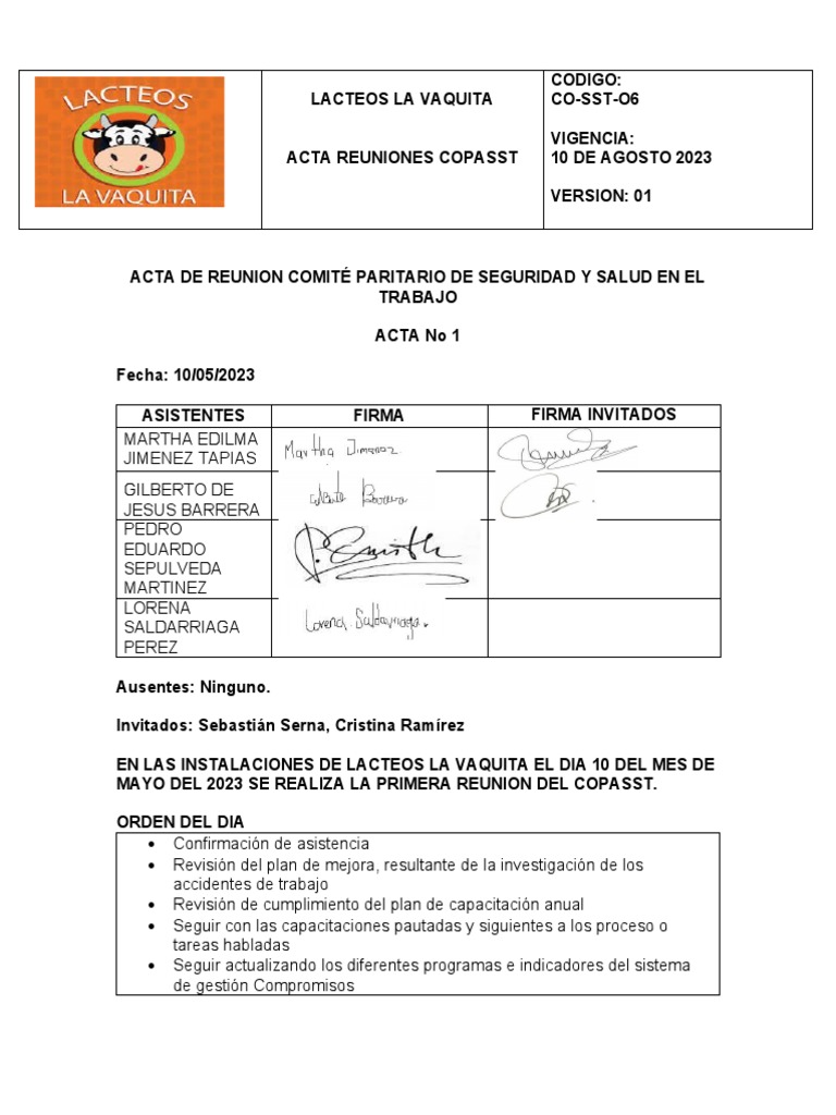 Acta Reunion Copasst | PDF