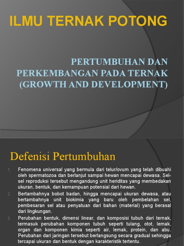 Pertumbuhan Dan Perkembangan Pada Ternak | PDF