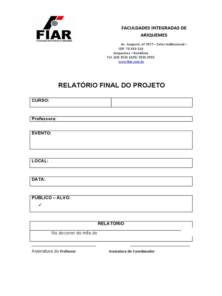 Modelo de Relatorio | PDF