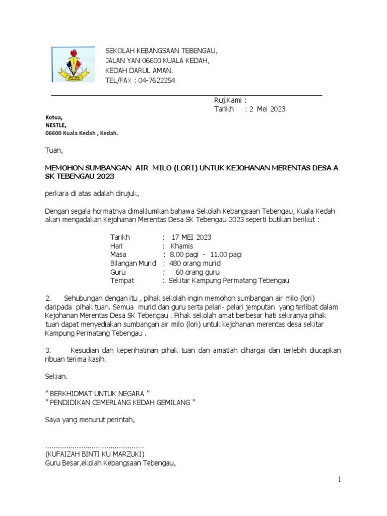 SURAT Air Minuman Milo Dan ... | PDF