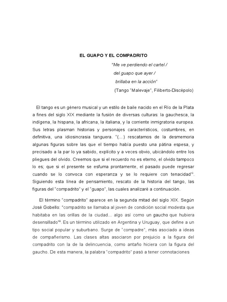 El Compadrito y El Guapo | PDF | Musica Tango