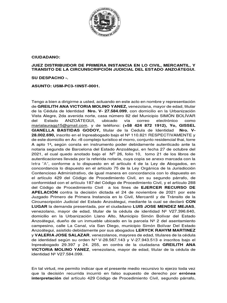 11 Apelación | PDF | Sentencia (ley) | Demanda judicial