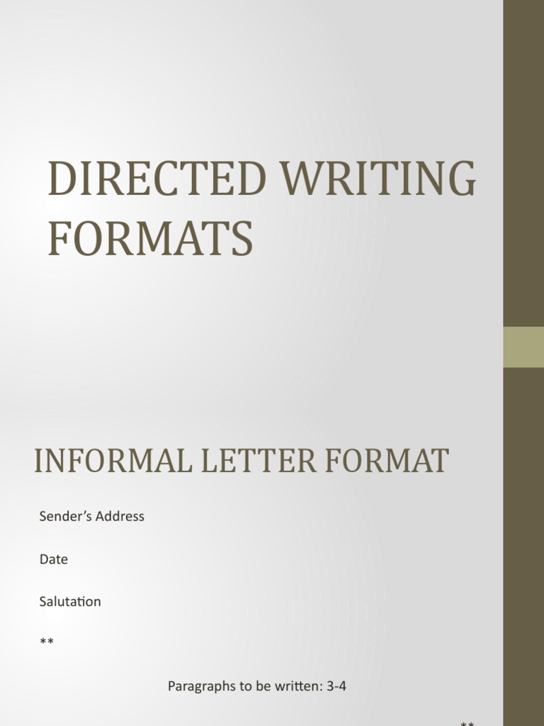 O Level Directed Writing Formats Guide | PDF