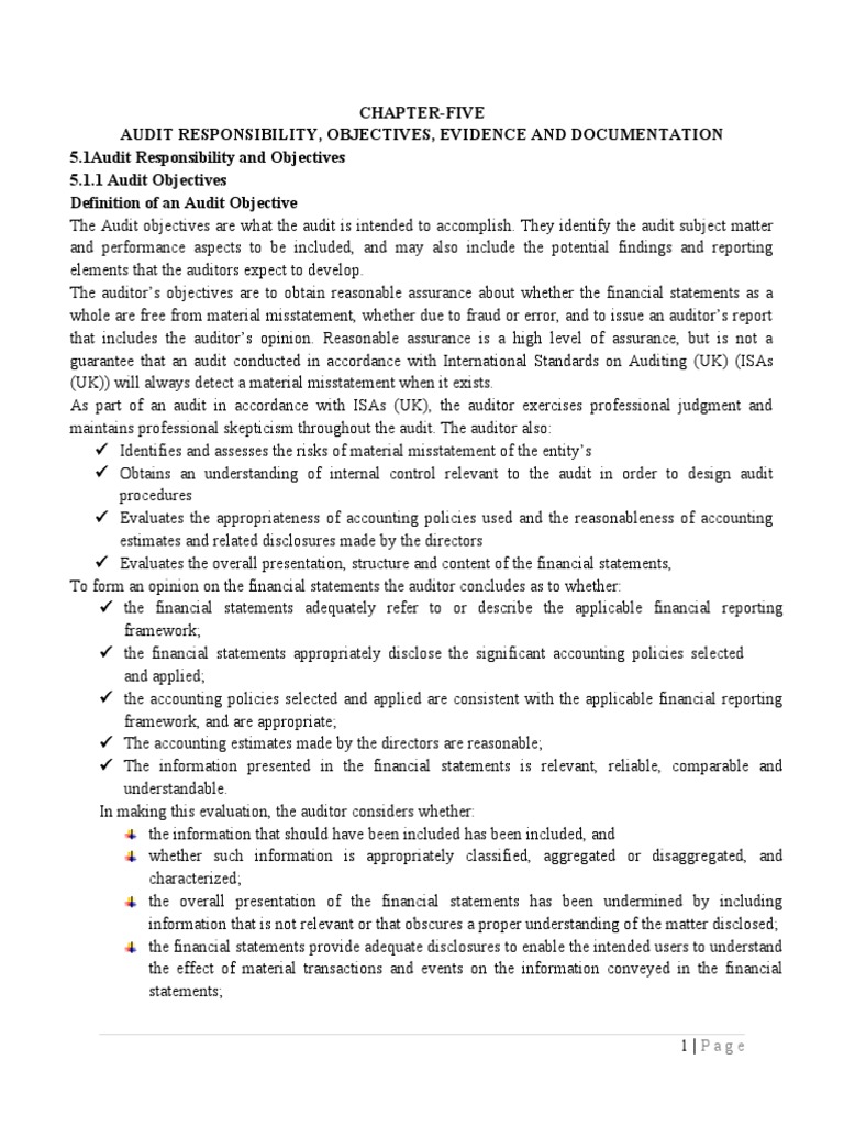 Auditing Principle 1 - Chapter 5 1 | PDF | Financial Audit | Audit