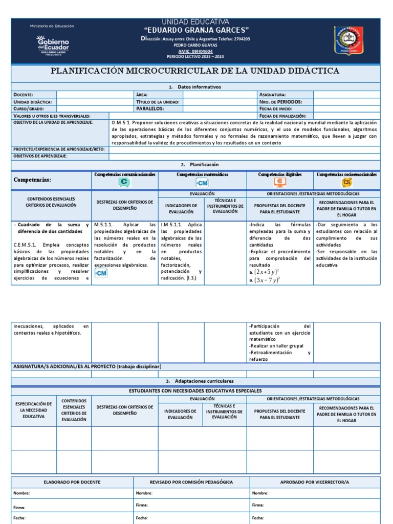 Plan Microcurricular - Pud - 2023 - 2024 | PDF | Evaluación | Aprendizaje