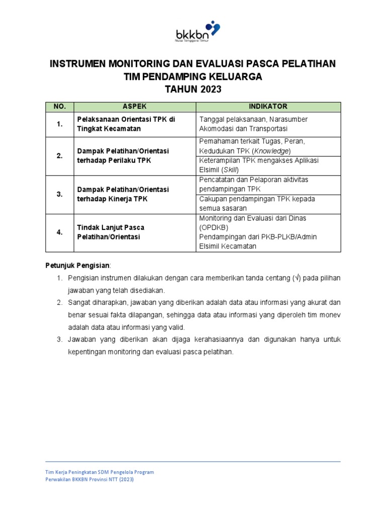 Monev TPK 2023 BKKBN NTT | PDF | Karier & Perkembangan