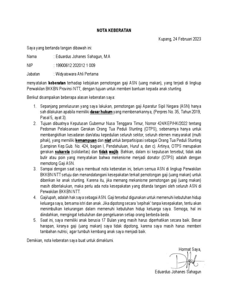 NOTA KEBERATAN Edward | PDF