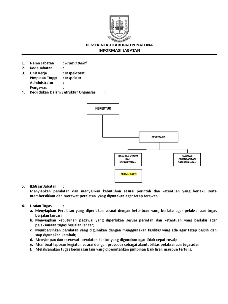 Analisa Jabatan Pramu Kebersihan | PDF