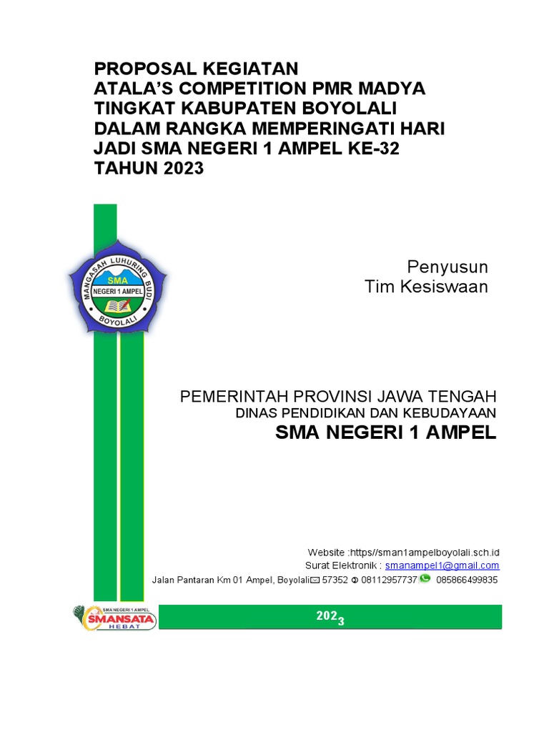 Proposal Festival Lomba PMR Madya Tingkat Kabupaten Boyolali | PDF ...