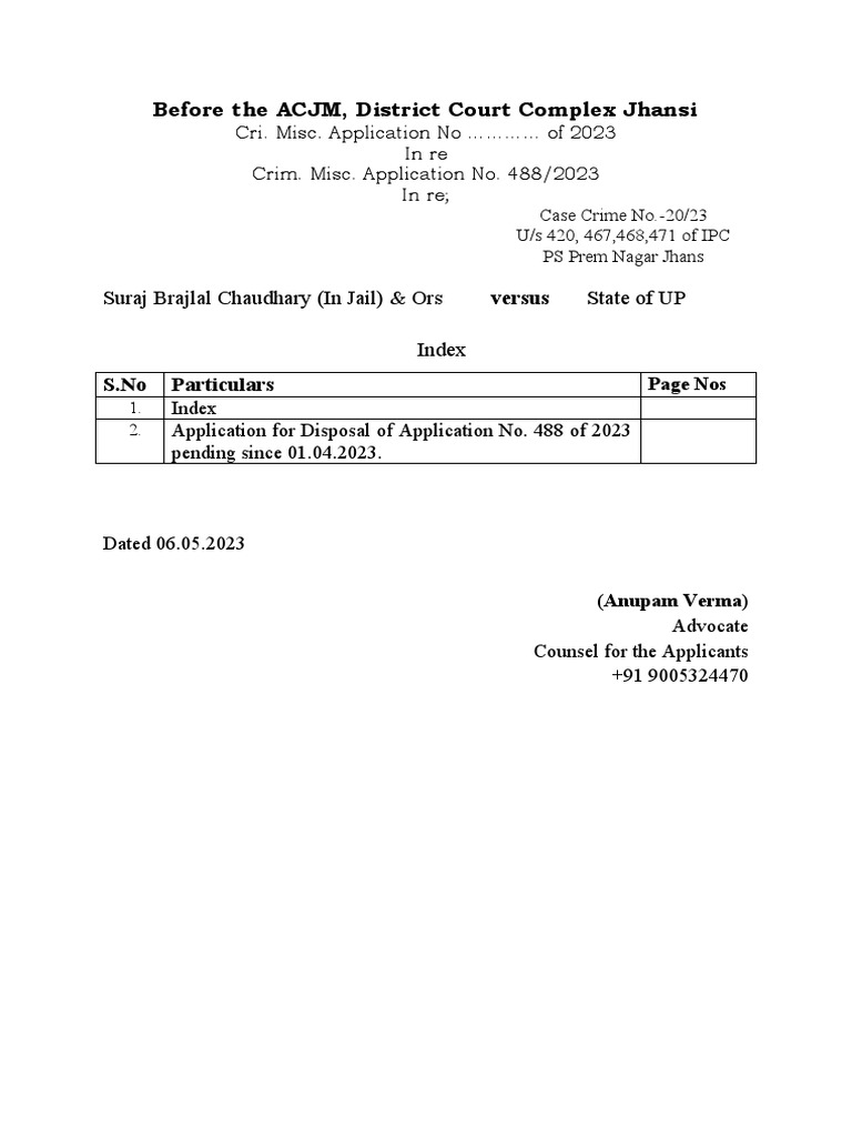 Application for Disposal Under CrPC 173(8) | PDF | Crimes | Crime ...