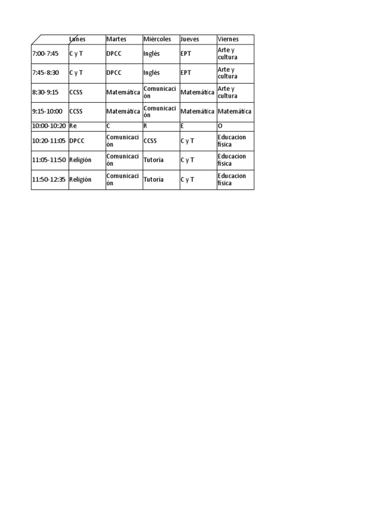 Horario Colegio Pedro Mercedes Ureña 2023 3A | PDF
