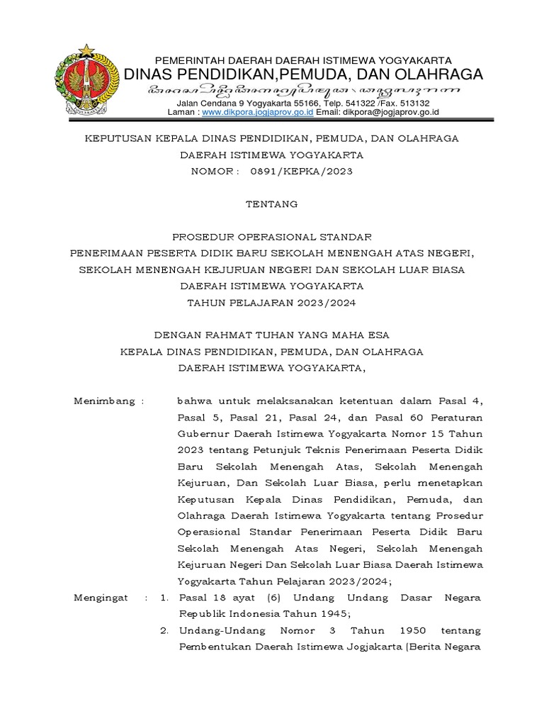 Pos PPDB Diy 2023 | PDF