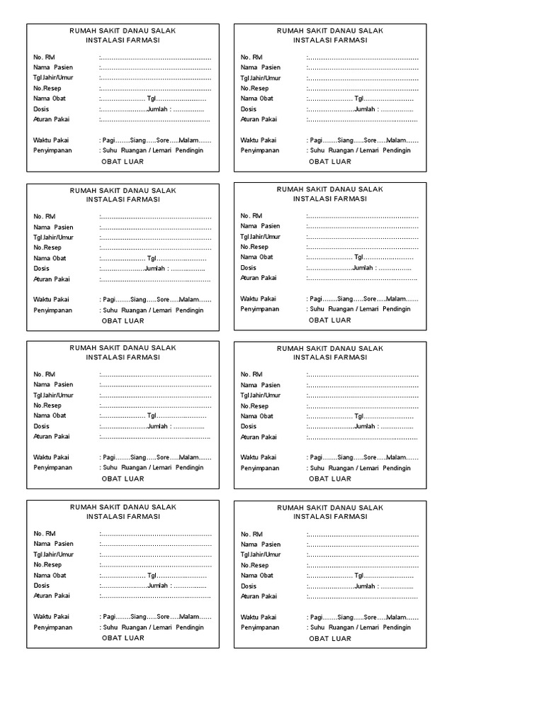 Etiket Apotik Warna Biru Obat Luar | PDF