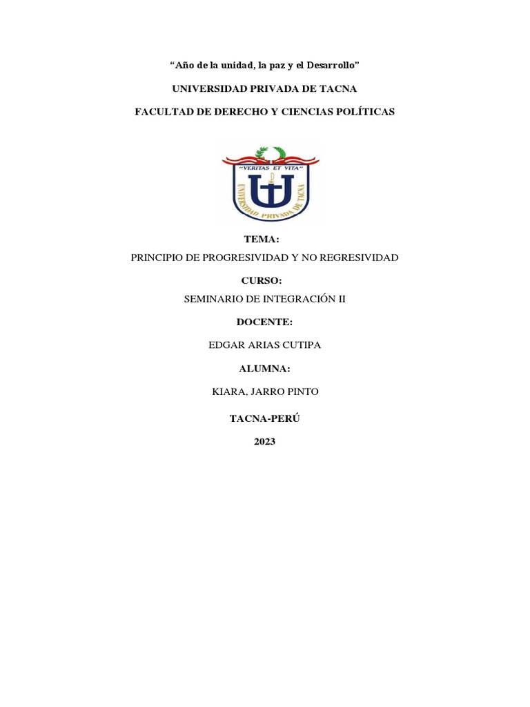 Principio de Progresividad y No Regresividad en Materia Laboral | PDF ...