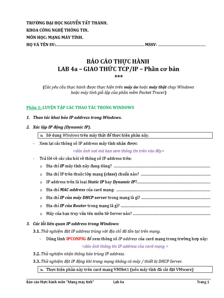 BC Ket Qua Thuc Hanh - Lab 4a | PDF